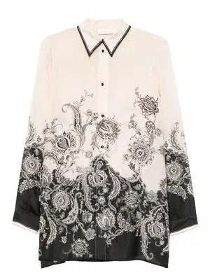 Zimmermann Rhiannon Printed Silk Shirt - Beige