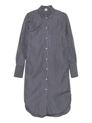 TOTEME Striped Cotton Shirt Dress - Black