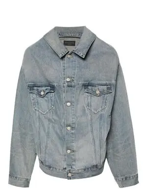 Balenciaga Off Shoulder Denim Jacket - Sky Blue