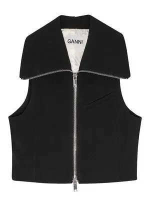 GANNI Zipped Vest - Black