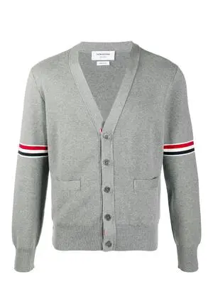 Thom Browne Rwb Cotton Cardigan - Grey