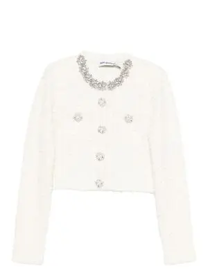 SELF-PORTRAIT Crystal Embellished Cardigan - Beige
