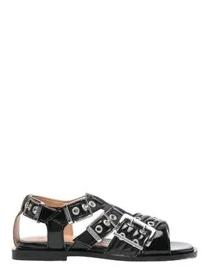 GANNI Buckle Sandals - Black
