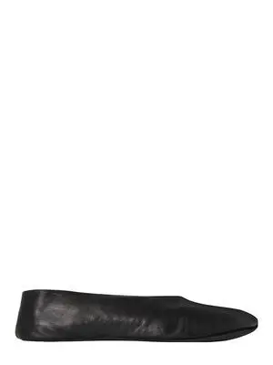 THE ROW Stella Leather Ballerinas - Black