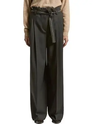 Peserico Wide Waistband Pleated Trousers - Ebony