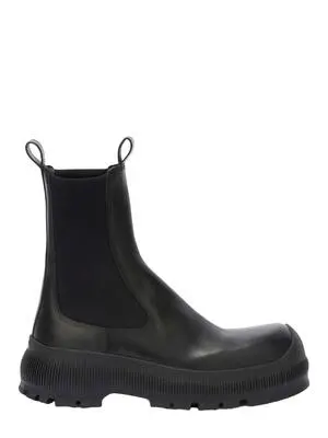 JIL SANDER Leather Chelsea Boots - Black