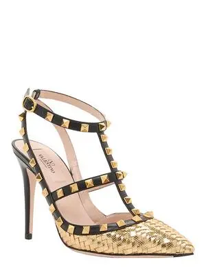 Valentino Garavani Embellished Strappy Pumps - Brass/black