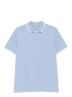 FAY Contrasting Collar Polo - Sky Blue