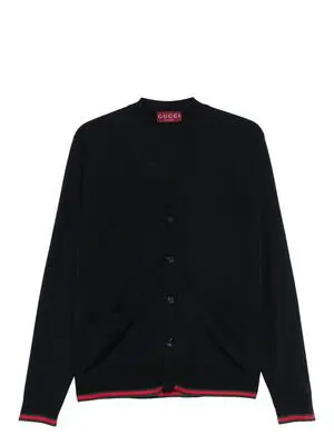 Gucci Web Detail Wool Cardigan - Blue