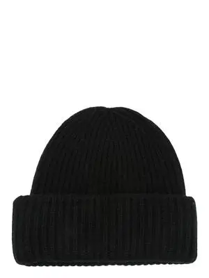 Soft Goat Cashmere Ribbed Beanie Black