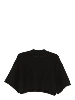 Alaïa Cropped Knitted Top - Black