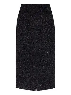 Balenciaga Tweed Midi Skirt - Black