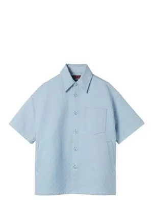 Gucci Gg Cotton Oversized Shirt - Sky Blue