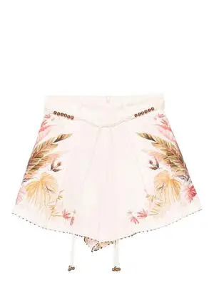 Zimmermann Ascension Printed Linen Shorts - Beige