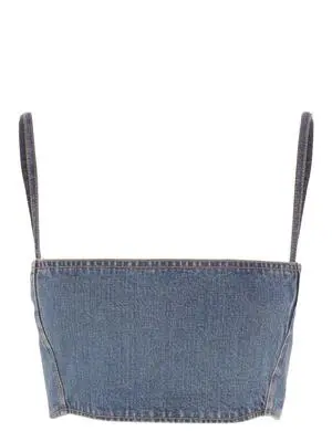 Alaïa Denim Bustier Top - Blue