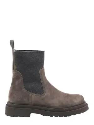 Brunello Cucinelli Suede Chelsea Boots - Black