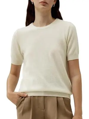 Lilysilk Basic Crew Neck Knit Top - White