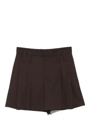 Brunello Cucinelli Wool Blend Pleated Shorts - Brown