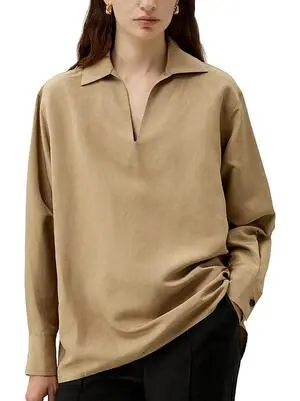 Lilysilk Silk-linen Blend Oversized Shirt - Oak