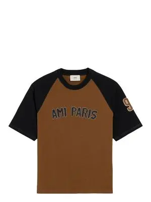 Ami Cotton Colorblock T-shirt - Brown
