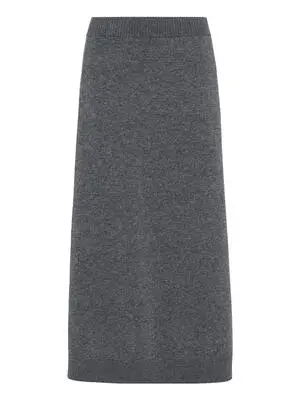 Brunello Cucinelli Cashmere Midi Skirt - Grey