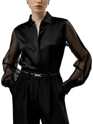 Lilysilk Ethereal Silk Shirt - Black