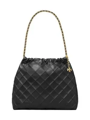 Tory Burch Fleming Leather Hobo Bag - Black
