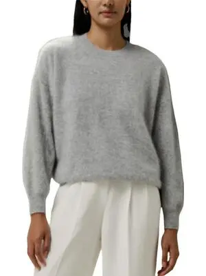 Lilysilk Brushed Cashmere Pullover Sweater - Light Gray