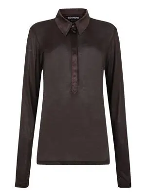 TOM FORD Silk Polo Shirt - Brown