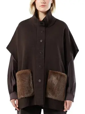Marina Rinaldi Ottico Knitted Button Front Coat - Chocolate