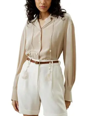 Lilysilk Tie-detailed Silk Blouse - Ivory Cream