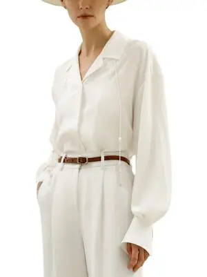Lilysilk Tie-detailed Silk Blouse - Natural White