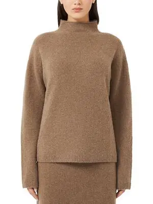Max Mara Orlaya Cashmere Blend Funnel Neck Sweater - Turtledove