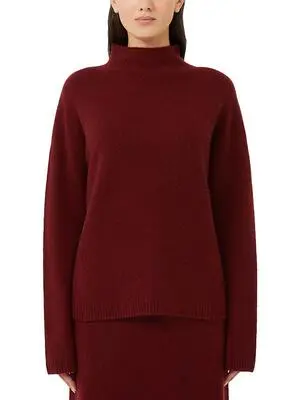 Max Mara Orlaya Cashmere Blend Funnel Neck Sweater - Raspberry