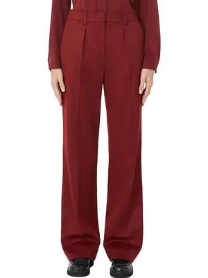 Max Mara Straight Leg Wool Pants - Raspberry