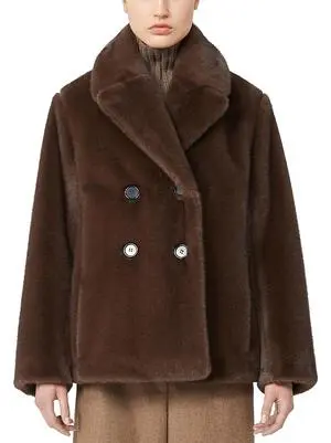 Max Mara Laura Faux Fur Coat - Brown