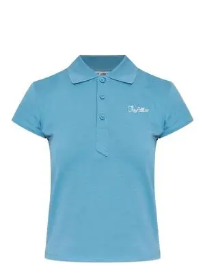 Attico The Attico Jersey Polo Shirt With Embroidered Logo Sky Blue