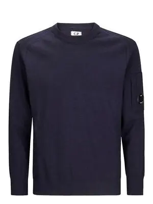 C.P. COMPANY Logo Wool Crewneck Sweater - Blue