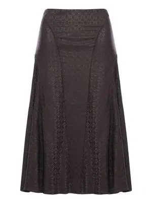 Fendi Ff Jacquard Silk Midi Skirt - Brown
