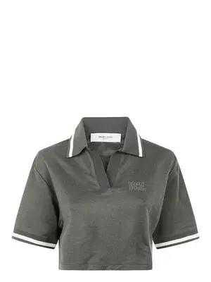 GOLDEN GOOSE Cotton Cropped Polo Shirt - Green
