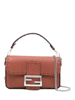 Fendi Baguette Mini Leather Handbag Brown