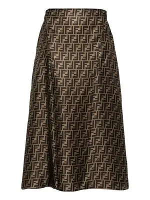 FENDI FF Silk Midi Skirt