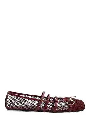 Gucci Horsebit Net Ballet Flats - Red