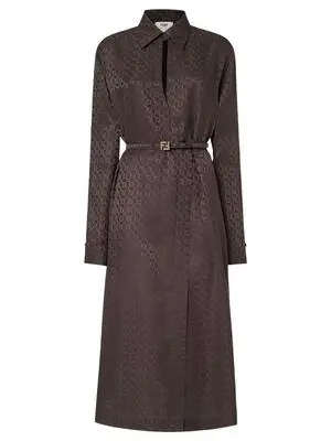 Fendi Ff Jacquard Silk Maxi Dress - Brown