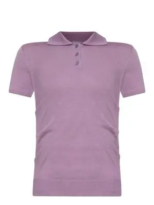 Loewe Anagram Cashmere And Silk Polo Shirt - Purple