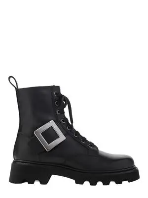 ROGER VIVIER Viv Rangers Leather Boots - Black