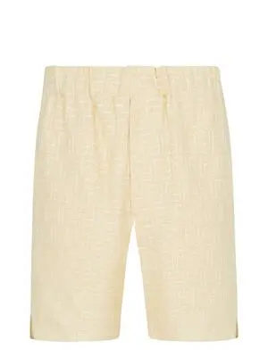 Fendi Ff Linen Bermuda - Yellow