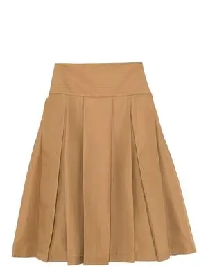 ABADIA Mid-length Pleated Layan Skirt - Brown