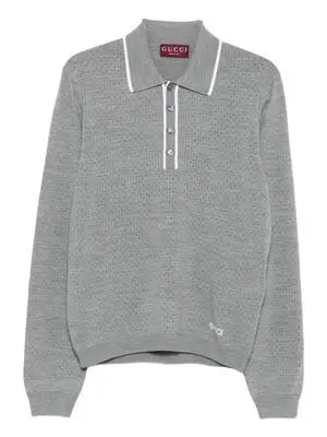 Gucci Wool Long-sleeves Polo Shirt - Grey