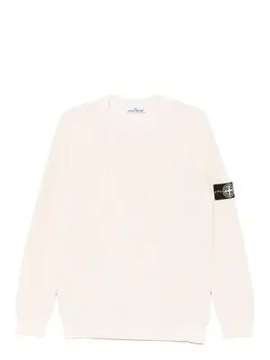 Stone Island Logo Cotton Sweater - White